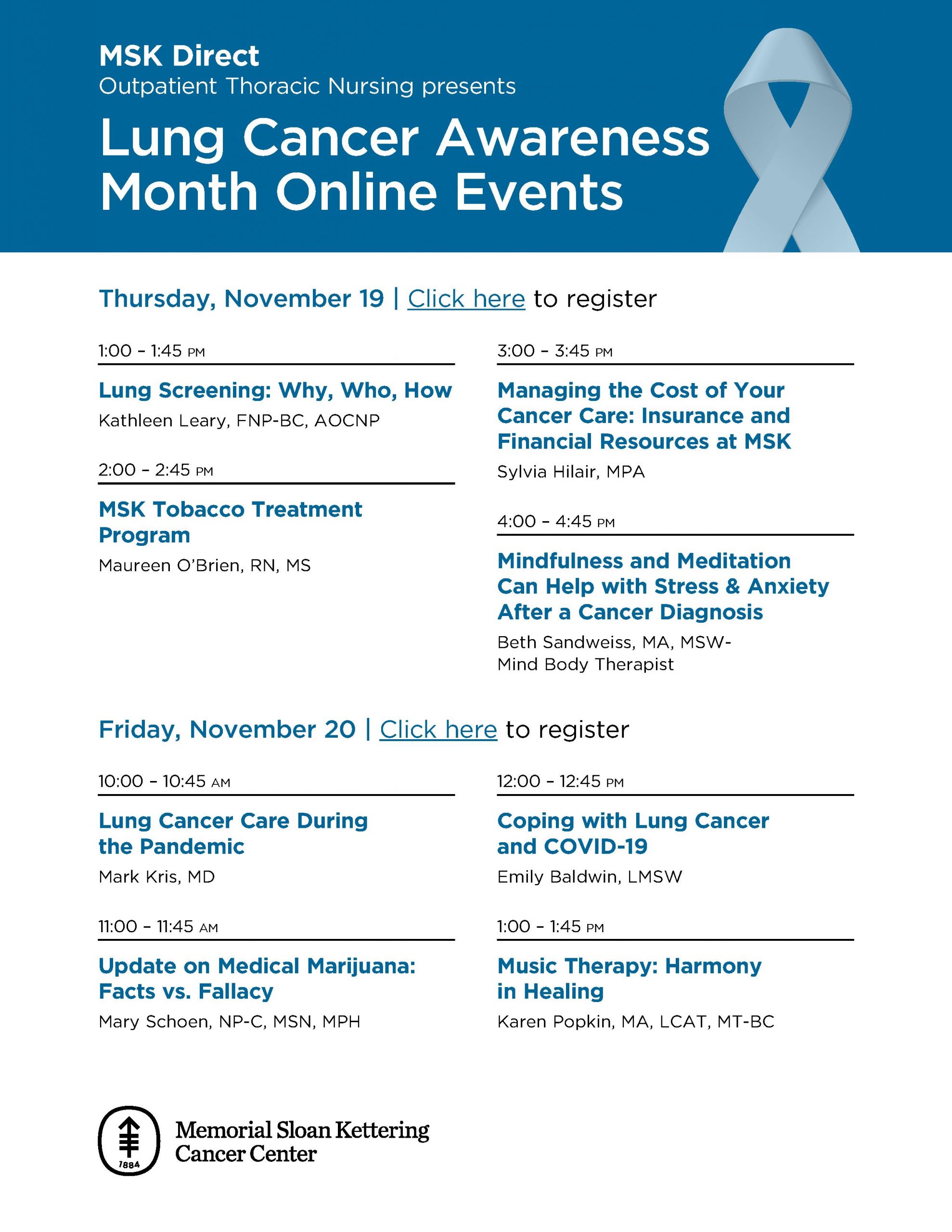 MSK Direct Webinar: Lung Cancer Awareness Month Events : The New York ...