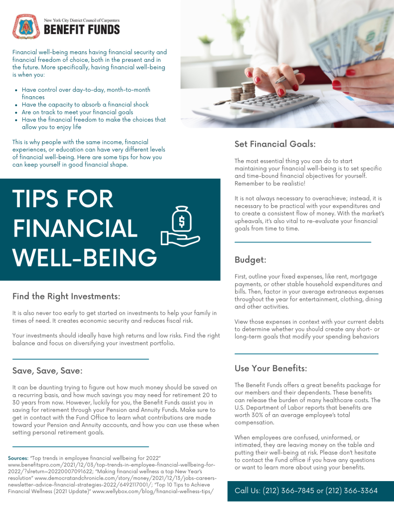 Tips for Financial Well-being : The New York City District Council of ...