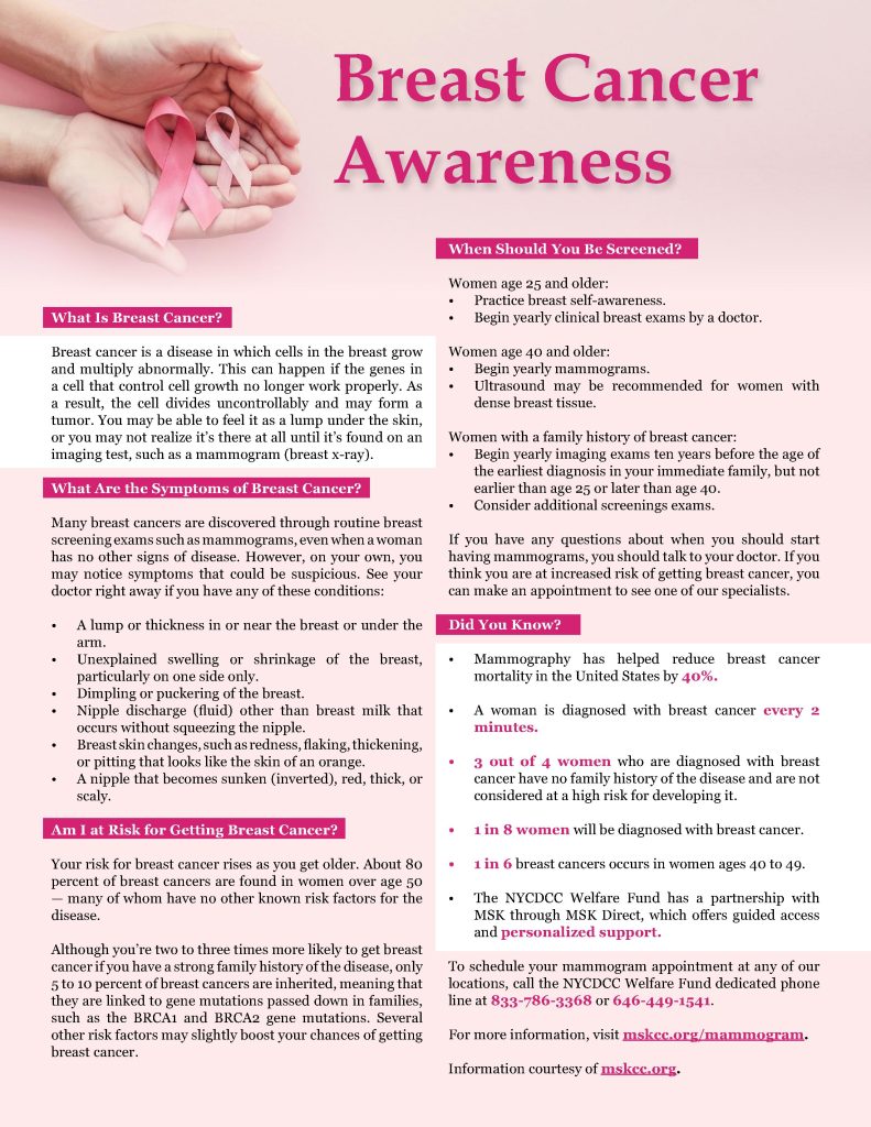 Breast Cancer Awareness Month with Memorial Sloan Kettering : The New ...