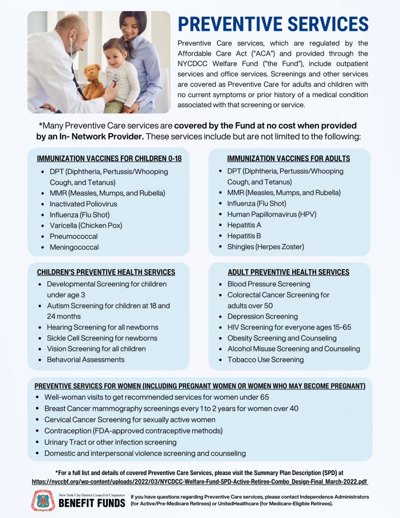 Reminder: Preventive Care & Immunizations : The New York City District ...